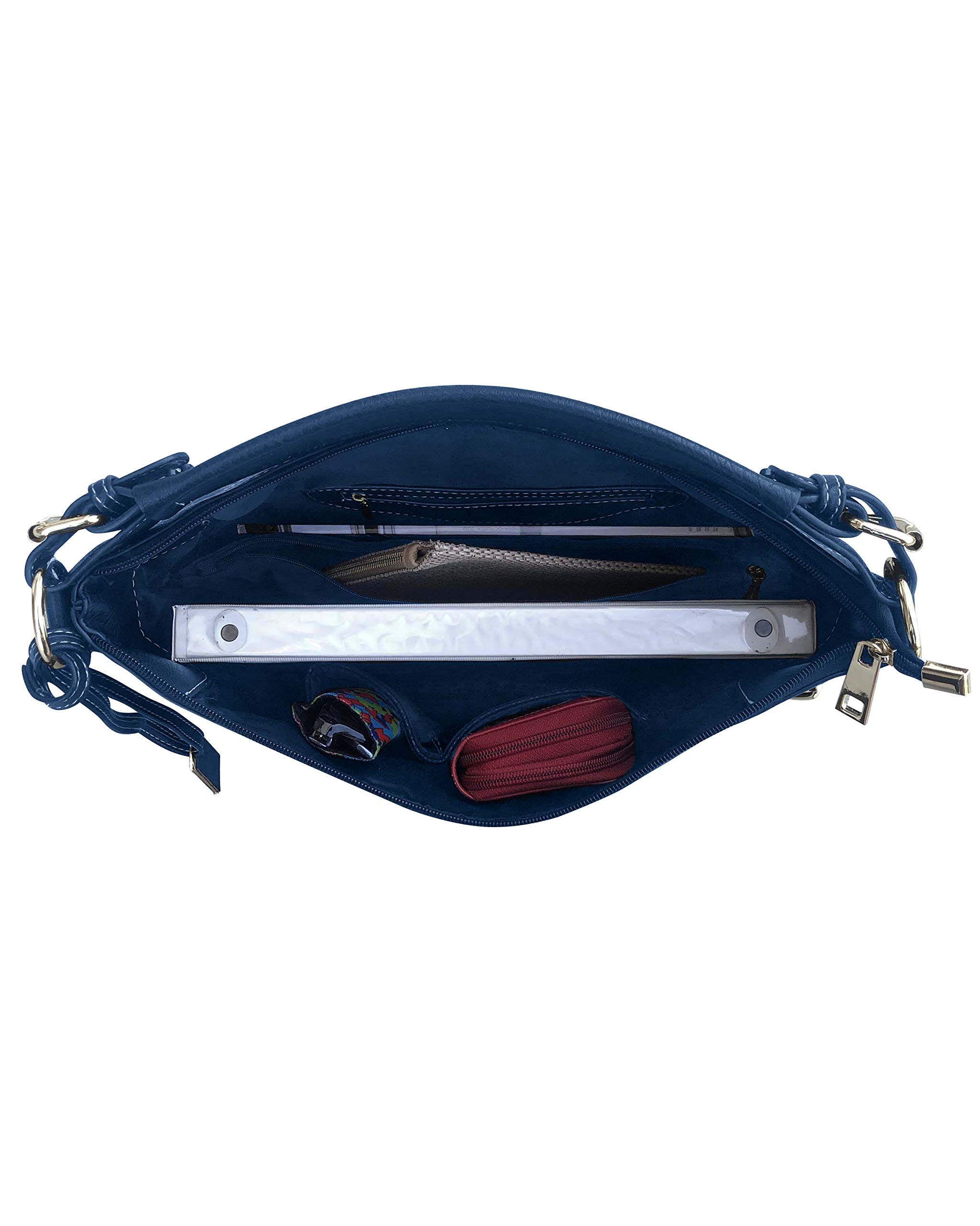 Roma Leathers Gun Concealment Purse - Vegan Leather, Convertible Multi-Purpose Strap Lockable YKK Zipper (Navy)