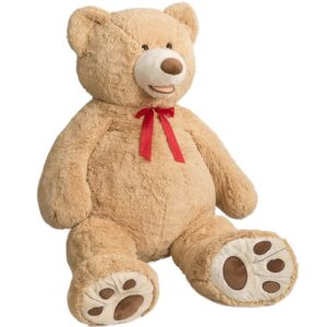 HollyHOME Teddy Bear Plush Giant Teddy Bears Stuffed Animals Teddy Bear Love Big Footprints 5 Feet Brown