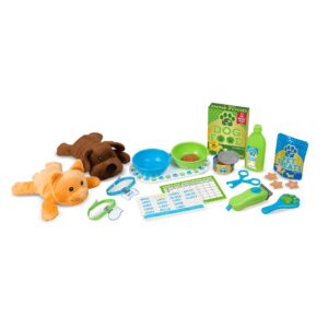 melissa & doug feeding and grooming pet care play set - pretend play vet toy veterinarian kit for kids