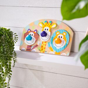 Melissa & Doug First Play Wooden Jumbo Knob Safari Animal Puzzle (3 pcs)