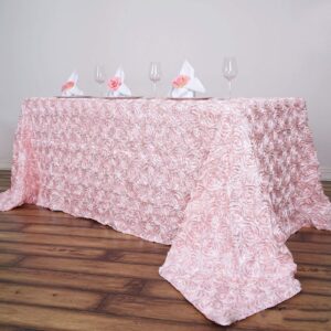 tableclothsfactory rosette/rose pattern rectangle tablecloth 90x156 - blush tablecloth