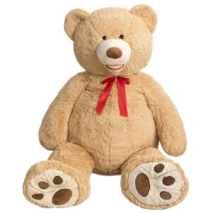 HollyHOME Teddy Bear Plush Giant Teddy Bears Stuffed Animals Teddy Bear Love Big Footprints 5 Feet Brown