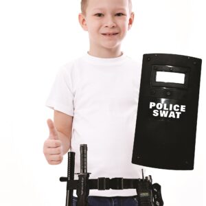 Dress Up America Police Officer SWAT Role Play Set for Kids - Police Accessory Set - Police Pretend Play Accessory Set Includes Plastic Baton and Binoculars Shield, Adjustable Belt, Flashlight & More