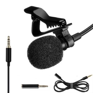 lavalier microphone - professional lapel mic for recording interview, podcast, speech, vlog, video, youtube - external mic for iphone, android, laptop - pro grade lapel microphone - clip on microphone