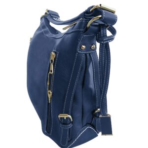 Roma Leathers Gun Concealment Purse - Vegan Leather, Convertible Multi-Purpose Strap Lockable YKK Zipper (Navy)