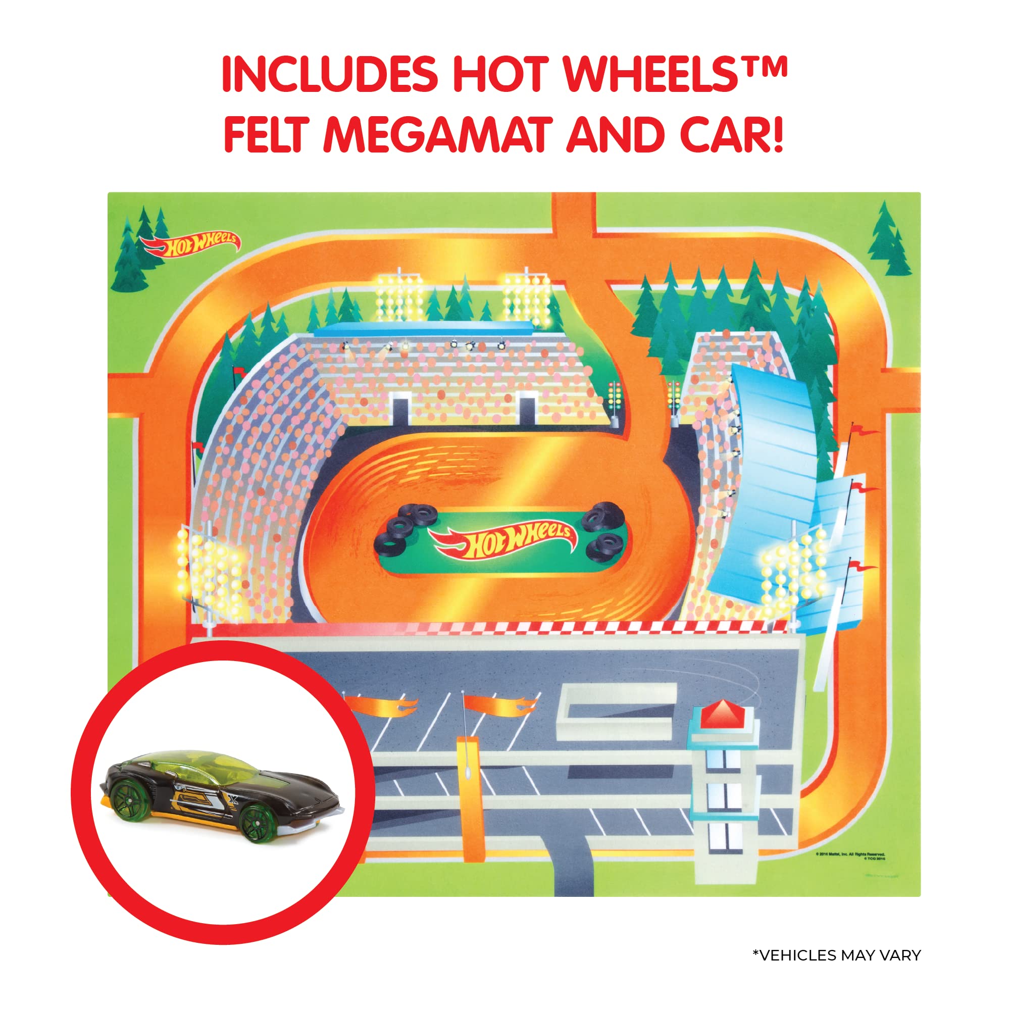 Hot Wheels Felt Mega Playmat with Vehicle