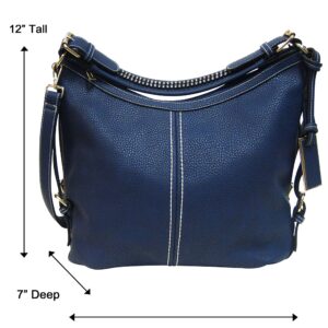 Roma Leathers Gun Concealment Purse - Vegan Leather, Convertible Multi-Purpose Strap Lockable YKK Zipper (Navy)