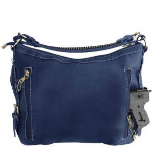 Roma Leathers Gun Concealment Purse - Vegan Leather, Convertible Multi-Purpose Strap Lockable YKK Zipper (Navy)