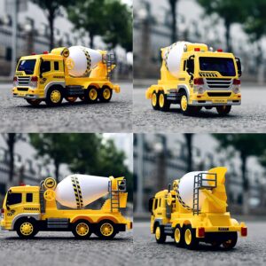 FMT 1:16 Friction Powered Toy Cement Mixer Truck With Lights & Sound Push & Go Friction Truck Toy For Boys & Girls