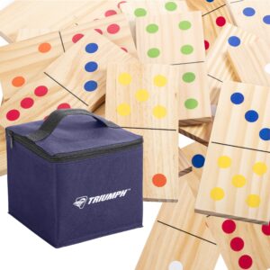 triumph 28-piece wood lawn outdoor large-format domino set includes storage carry bag