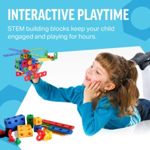 Brickyard Building Blocks STEM Toys - Educational Building Toys for Kids Ages 4-8 with 101 Pieces, Tools, Design Guide and Toy Storage Box, Gift for Boys & Girls