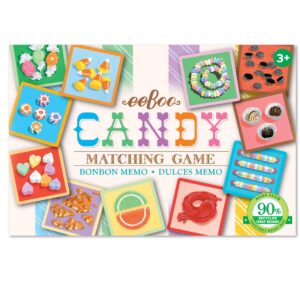 eeboo: candy memory and matching little game, sharpens recognition, concentration and memory skills, for ages 3 and up, provides interaction between child and parent