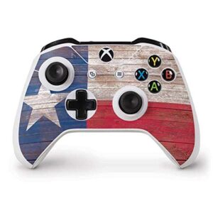 skinit decal gaming skin compatible with xbox one s controller - originally designed texas flag dark wood design