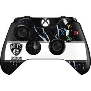 skinit decal gaming skin compatible with xbox one controller - officially licensed nba brooklyn nets marble design