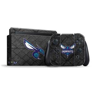 skinit decal gaming skin compatible with nintendo switch bundle - officially licensed nba charlotte hornets dark rust design