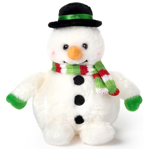 Bearington Snowball The Plush Snowman, Stuffed Snowman, 7 Inch Christmas Plushies, Ideal Christmas Stuffed Animals Gift for Toddlers, Kids & Teens