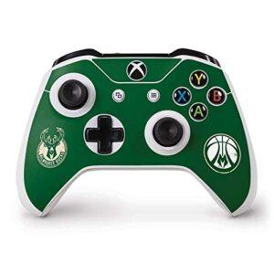 skinit decal gaming skin compatible with xbox one s controller - officially licensed nba milwaukee bucks green distressed design