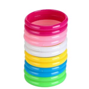 binaryabc plastic bangle bracelets candy color bracelet party favors pack for birthday party 12pcs (adult size)