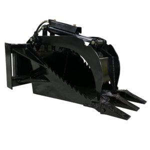 titan attachments mini skid steer stump bucket grapple, quick tach mounting style, ideal for tree stumps, roots, buried rock, single 3,000 psi cylinder