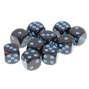 dovewill 10pcs d6 dice six sided spot dices set for dungeons and dragons rpg mtg party board games blue black