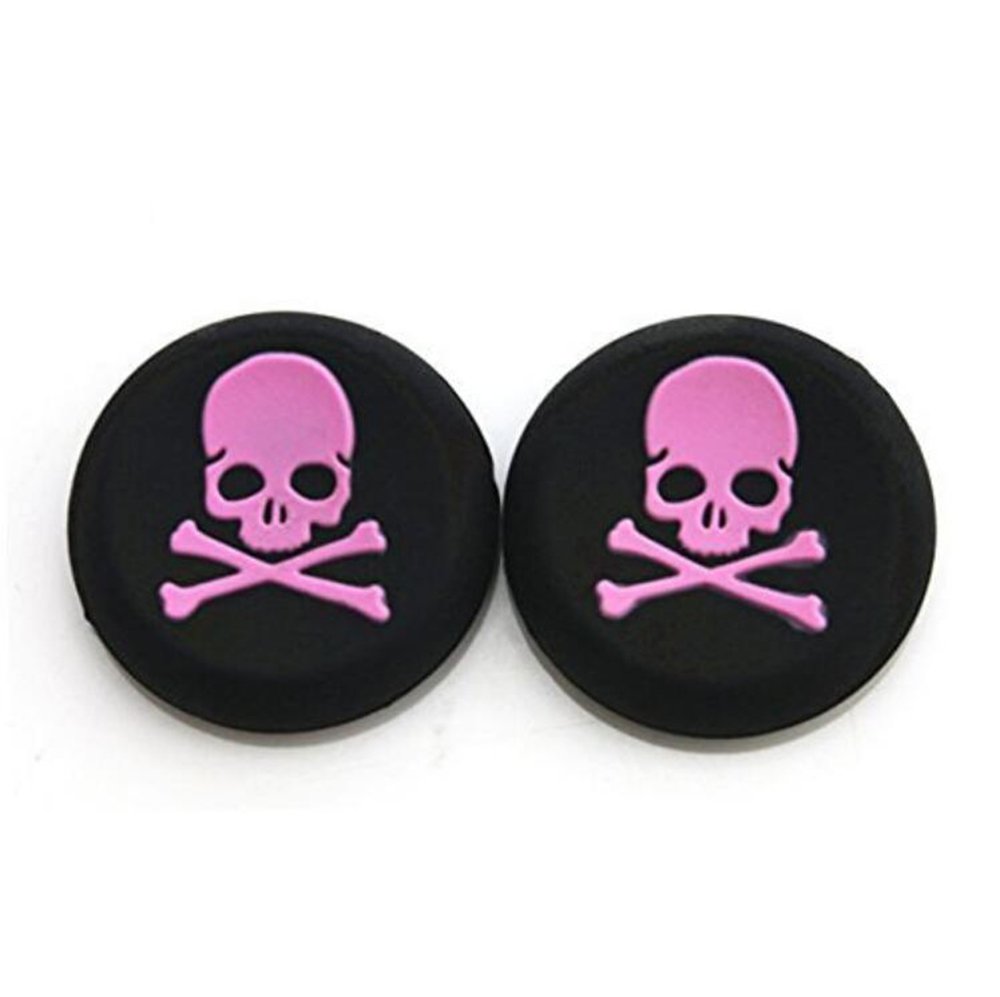 Silicone Thumb Stick Grip Cap Joystick Thumbsticks Caps Cover for PS4 Xbox One PS3 Xbox 360 PS2 Game Controllers - 4 x Pink Skull