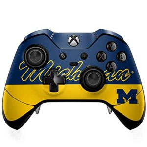 skinit decal gaming skin compatible with xbox one elite controller - officially licensed college university of michigan split design