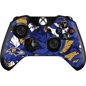 skinit decal gaming skin compatible with xbox one controller - officially licensed nfl baltimore ravens tropical print design