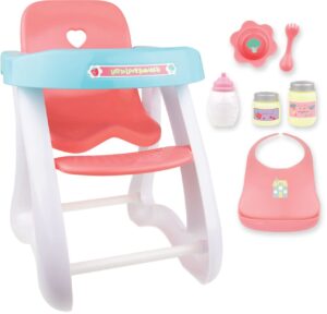 jc toys - for keeps playtime! | baby doll high chair | fits dolls up to 17" | sturdy high chair and play accessories | ages 2+, pink