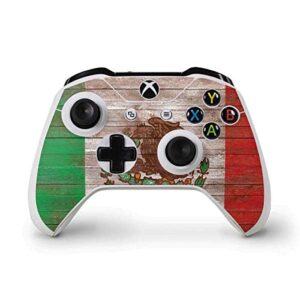 skinit decal gaming skin compatible with xbox one s controller - originally designed mexican flag dark wood design