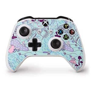 skinit decal gaming skin compatible with xbox one s controller - officially licensed disney alice in wonderland (animated) mushrooms print pattern design