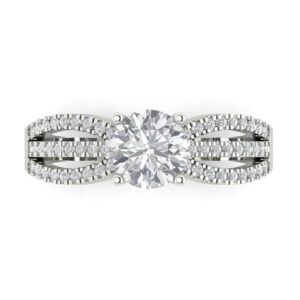 1.27 ct brilliant round cut clear simulated diamond 14k white gold solitaire with accents engagement anniversary ring size 10