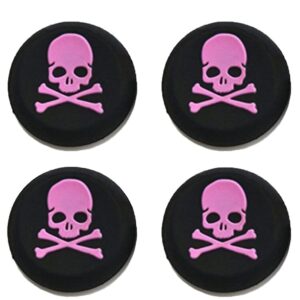 Silicone Thumb Stick Grip Cap Joystick Thumbsticks Caps Cover for PS4 Xbox One PS3 Xbox 360 PS2 Game Controllers - 4 x Pink Skull