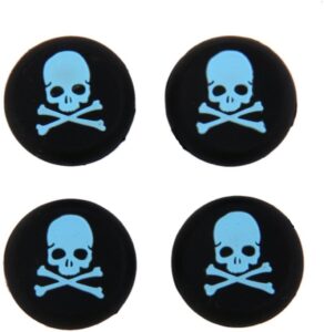 silicone thumb stick grip cap joystick thumbsticks caps cover for ps4 xbox one ps3 xbox 360 ps2 game controllers - 4 x blue skull