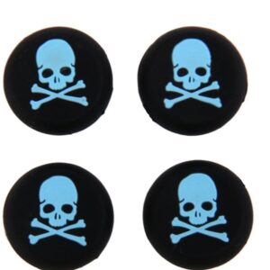 Silicone Thumb Stick Grip Cap Joystick Thumbsticks Caps Cover for PS4 Xbox One PS3 Xbox 360 PS2 Game Controllers - 4 x Blue Skull