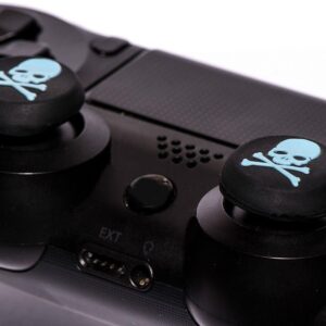 Silicone Thumb Stick Grip Cap Joystick Thumbsticks Caps Cover for PS4 Xbox One PS3 Xbox 360 PS2 Game Controllers - 4 x Blue Skull