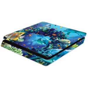 mightyskins skin compatible with sony ps4 slim console - ocean friends | protective, durable, and unique vinyl decal wrap cover | easy to apply, remove, and change styles | made in the usa