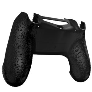 eXtremeRate Textured Black Comfortable Non-Slip Custom Back Housing, 3D Splashing Case Cover, Game Improvement Replacement Bottom Shell Compatible with ps4 Slim Pro Controller JDM-040/050/055