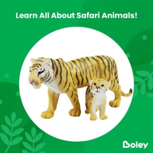 Boley Jungle Safari Animal Set - 12-Piece Detailed Wildlife Figures for Educational Play - Durable Kids Toys Including Elephants, Giraffe, Lion, Tiger, Zebra - Ideal for Party Favors & Classroom