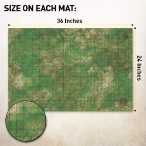 Melee Mats DND Map Starter Kit for Dungeons & Dragons Game - 24” x 36" 3 Pack Double Sided, Wet/Dry Erase Battle Terrain Grid - Ultimate Tabletop Board Gaming Experience with Accessories