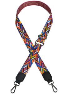 ayliss 52'' purse strap replacement guitar style crossbody strap for handbags (colorful stripes)