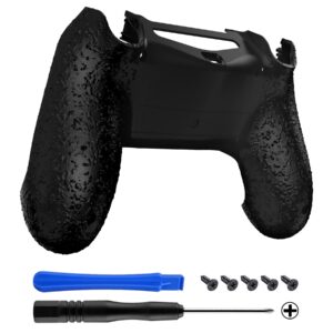 extremerate textured black comfortable non-slip custom back housing, 3d splashing case cover, game improvement replacement bottom shell compatible with ps4 slim pro controller jdm-040/050/055