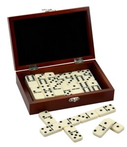 hathaway premium domino set w/wooden carry case premium domino set w/wooden carry case, walnut