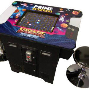 Prime Arcades Cocktail Arcade Machine 412 Games in 1 Commerical Grade with Set of 2 Chrome Stools 5 Year Warranty