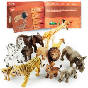 boley jungle safari animal set - 12-piece detailed wildlife figures for educational play - durable kids toys including elephants, giraffe, lion, tiger, zebra - ideal for party favors & classroom