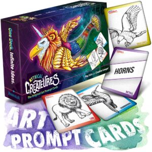 mythical creatures drawing games for kids mashup animals art ideas. 150 prompt cards, endless ideas. creative gift for tweens, teens + family fun night for artsy imaginations!