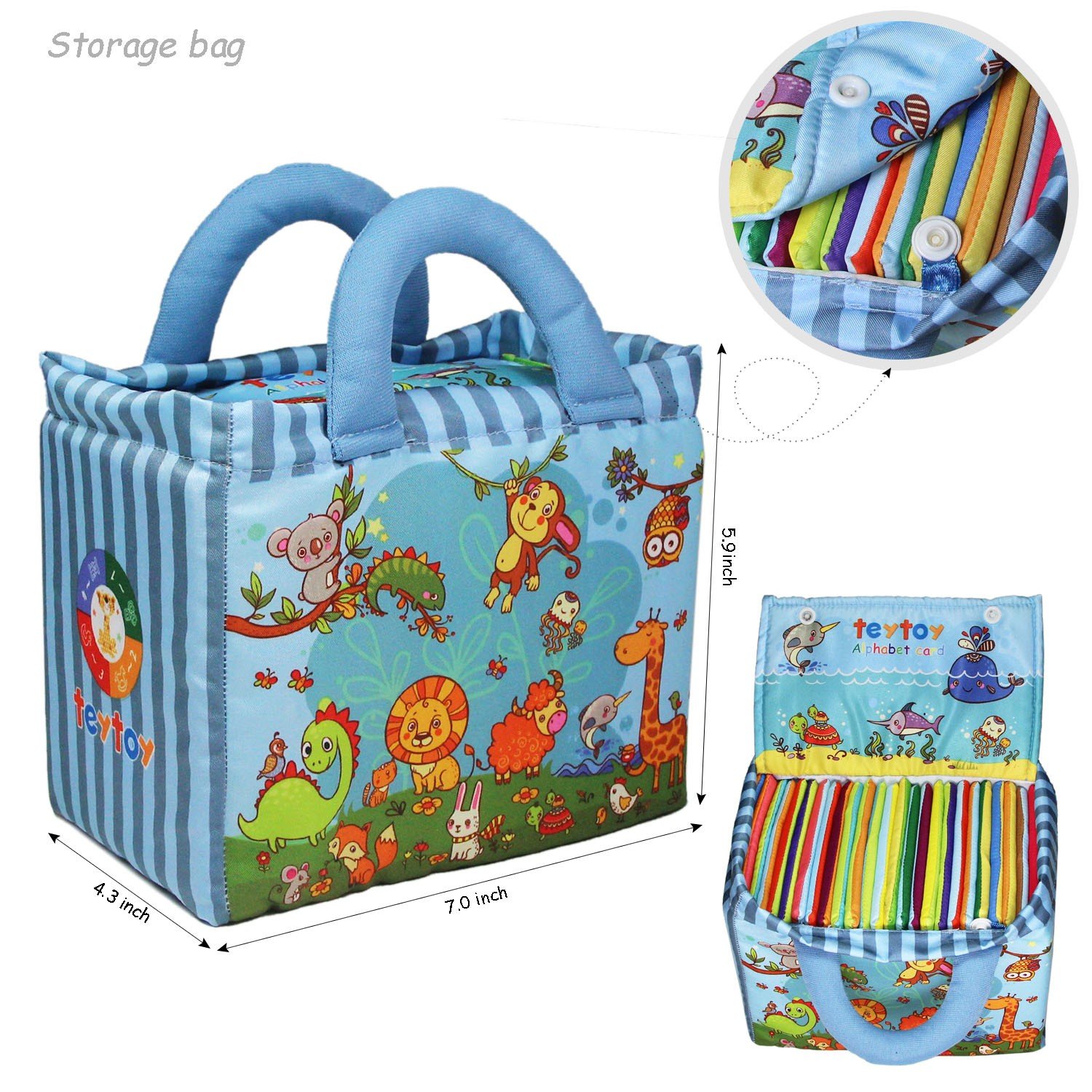 TEYTOY Baby Toy Zoo Series 26pcs Soft Alphabet Cards with Cloth Bag for Over 0 Years