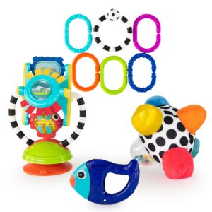 sassy discover the senses developmental gift set for newborns and up | includes bumpy ball, high chair toy, water-filled teether, 6 piece ring o’ links