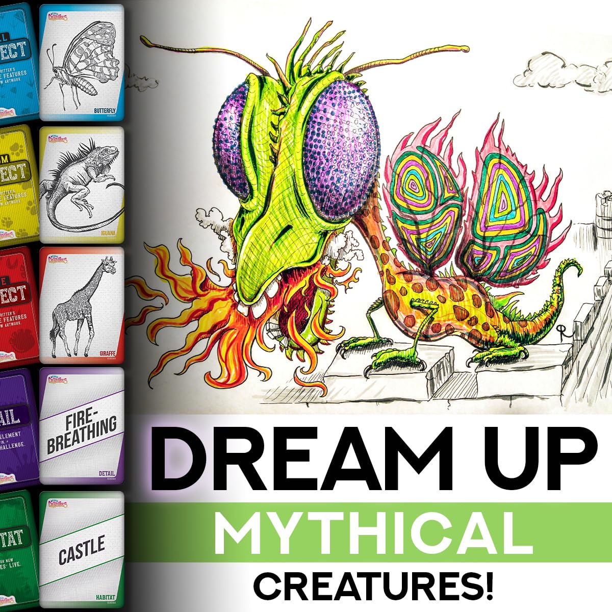 Mythical Creatures Drawing Games for Kids Mashup Animals Art Ideas. 150 Prompt Cards, Endless Ideas. Creative Gift for Tweens, Teens + Family Fun Night for Artsy Imaginations!