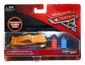 pixar cars demo derby lightning mcqueen as chester whipplefilter 3 pc set