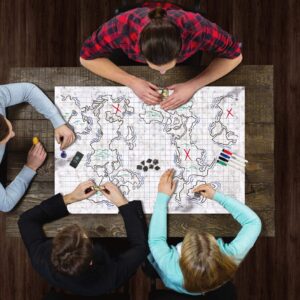 Melee Mats DND Map Starter Kit for Dungeons & Dragons Game - 24” x 36" 3 Pack Double Sided, Wet/Dry Erase Battle Terrain Grid - Ultimate Tabletop Board Gaming Experience with Accessories